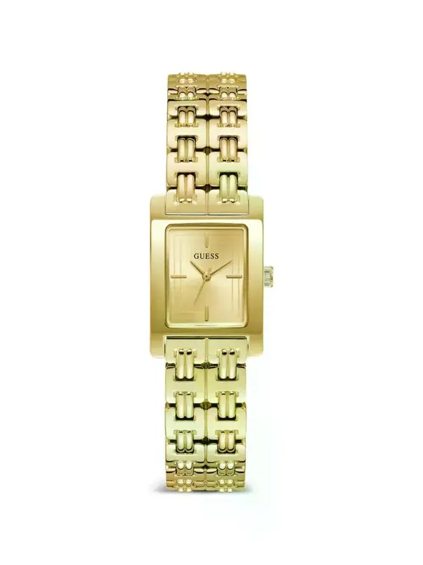 Guess Rectangular Case Watch With Champagne-tone Dial - Gold