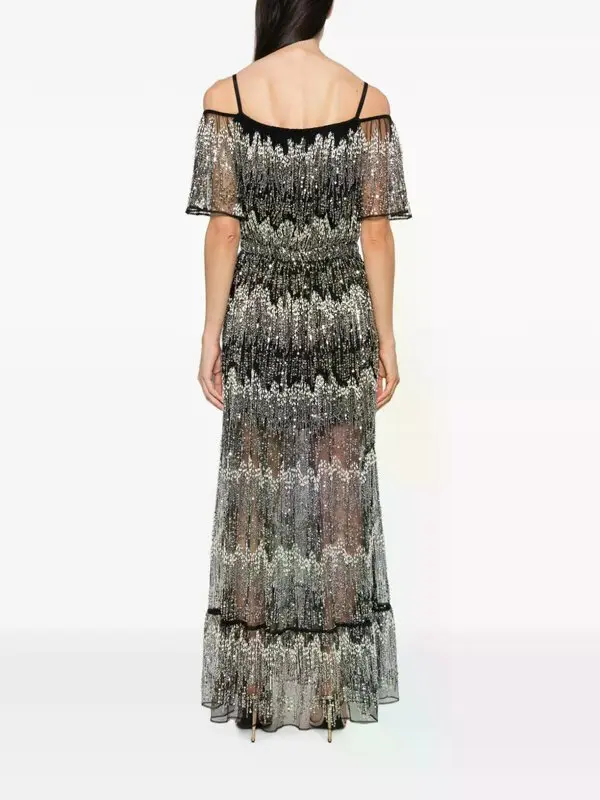 Rabanne Sequin-embellished Cold-shoulder Maxi Dress