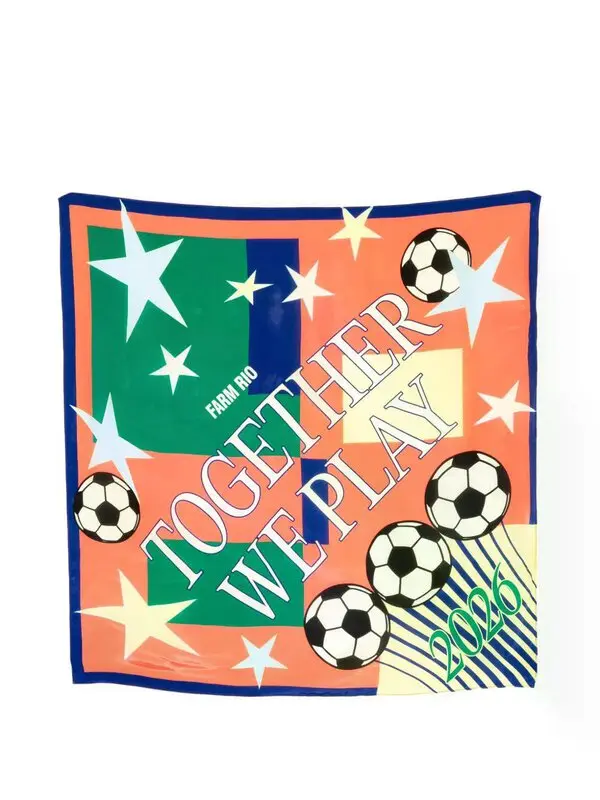 Farm Rio Graphic-print Star-motif Scarf - Orange