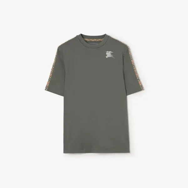 Burberry Check Trim Jersey T-shirt - Mid Grey