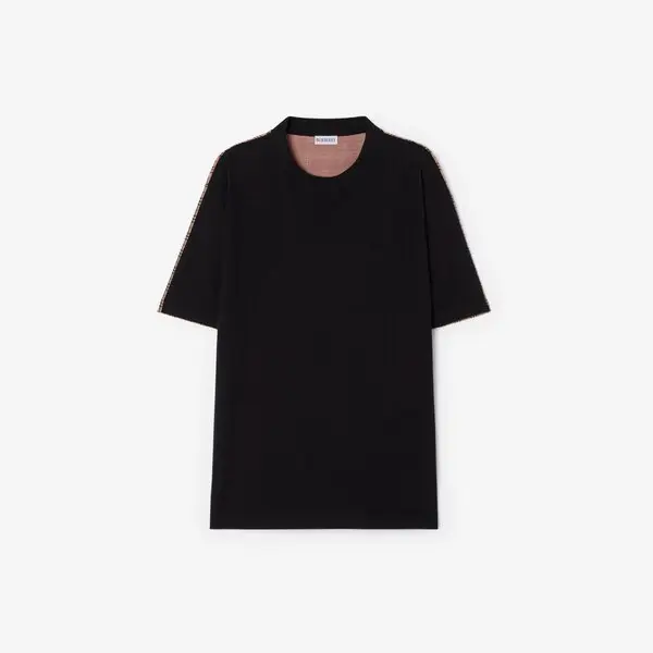 Burberry Check Cotton T-shirt - Black