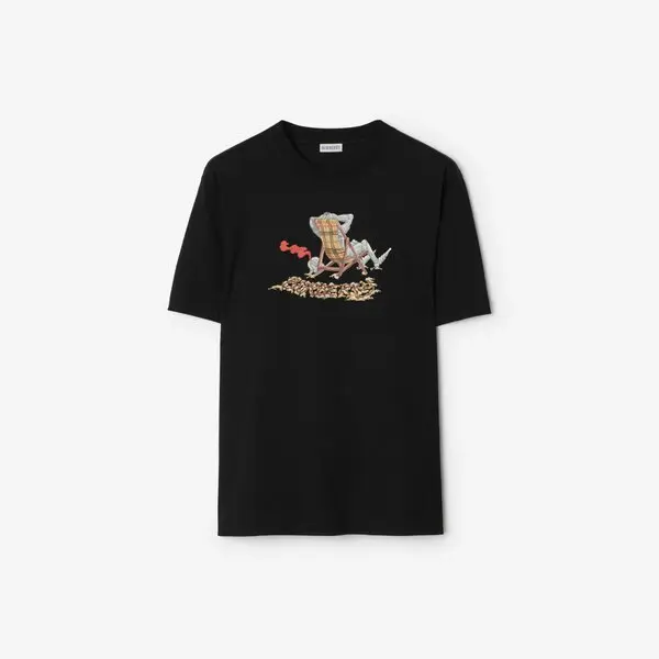Burberry Beach Knight Cotton T-shirt - Black