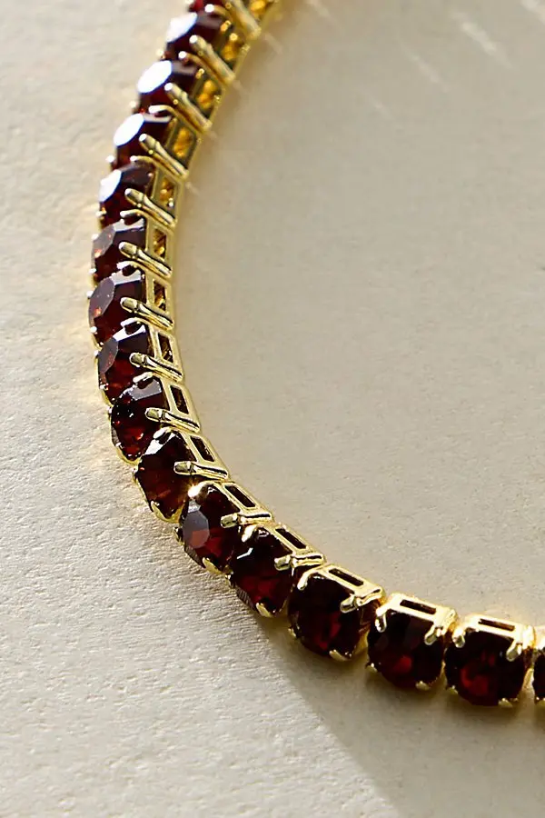Free People Gold Plated Tennis Bracelet With Baguette Stones - Light Topaz
