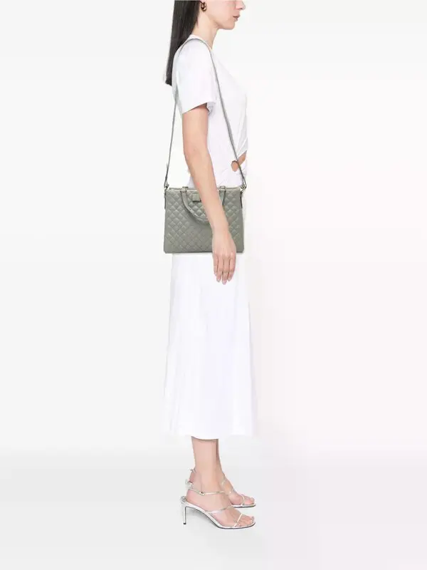 FERRAGAMO 2016-2026 Quilted Leather Vara Bow Tracy Satchel - Grey