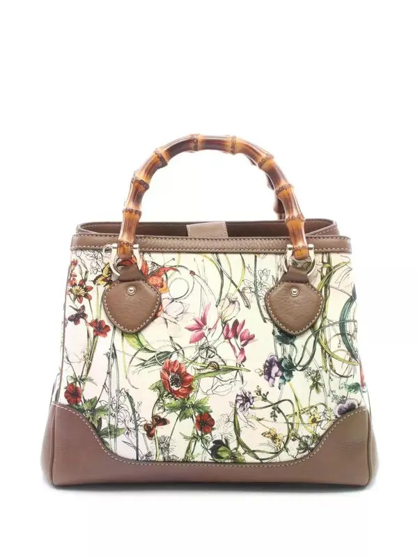 Gucci Flora Canvas Bamboo Diana Top Handle Tote Bag