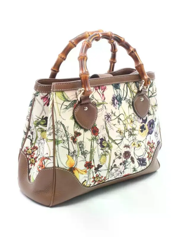 Gucci Flora Canvas Bamboo Diana Top Handle Tote Bag