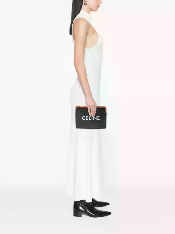 Celine 2021 Small Triomphe Coated Canvas Clutch Bag