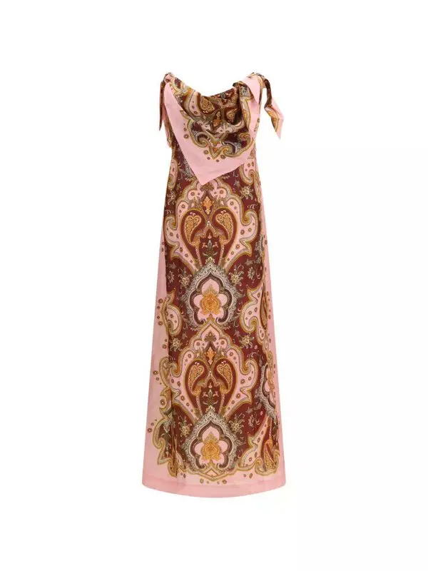 ALEMAIS Paisley Placement Print One-shoulder Midi Dress