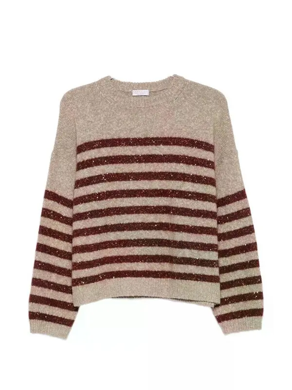 Brunello Cucinelli Sequin-embellished Striped Sweater