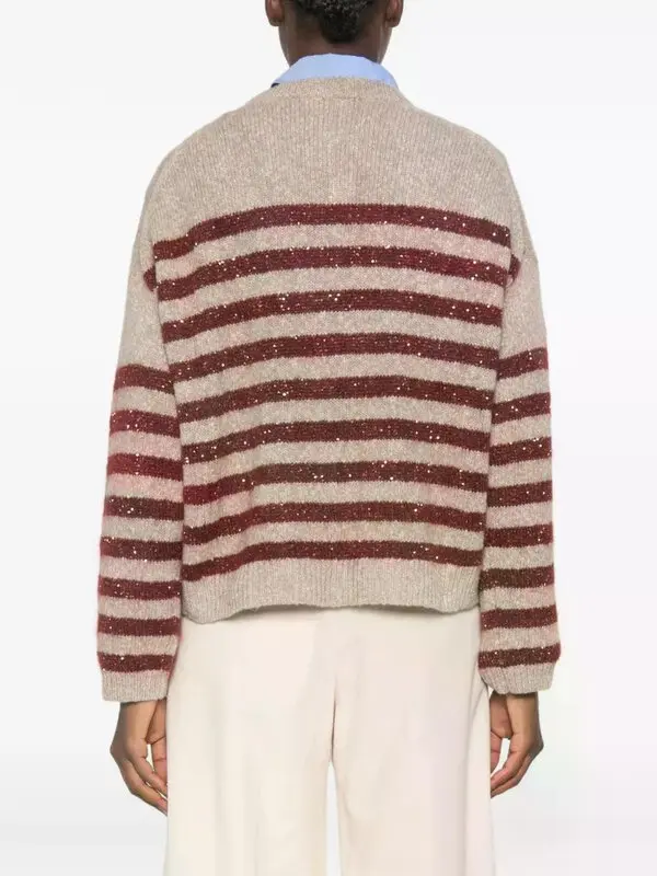 Brunello Cucinelli Sequin-embellished Striped Sweater