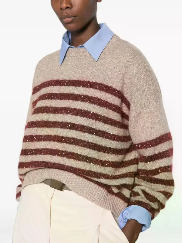 Brunello Cucinelli Sequin-embellished Striped Sweater