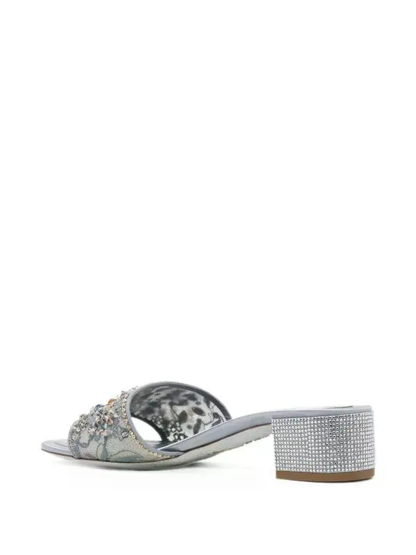 Rene Caovilla Christy Crystal Embellished Lace Sandals