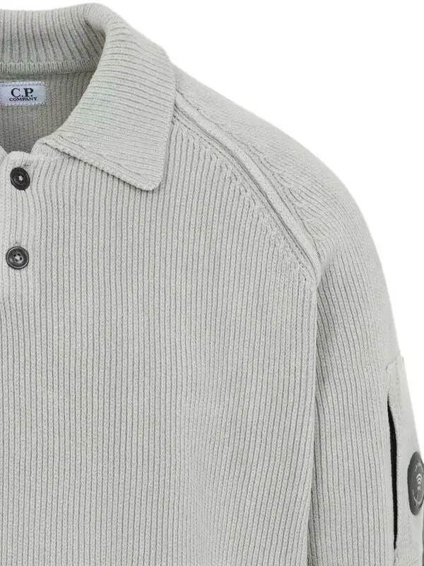 C.P. COMPANY Chenille Cotton Lens Polo Sweater