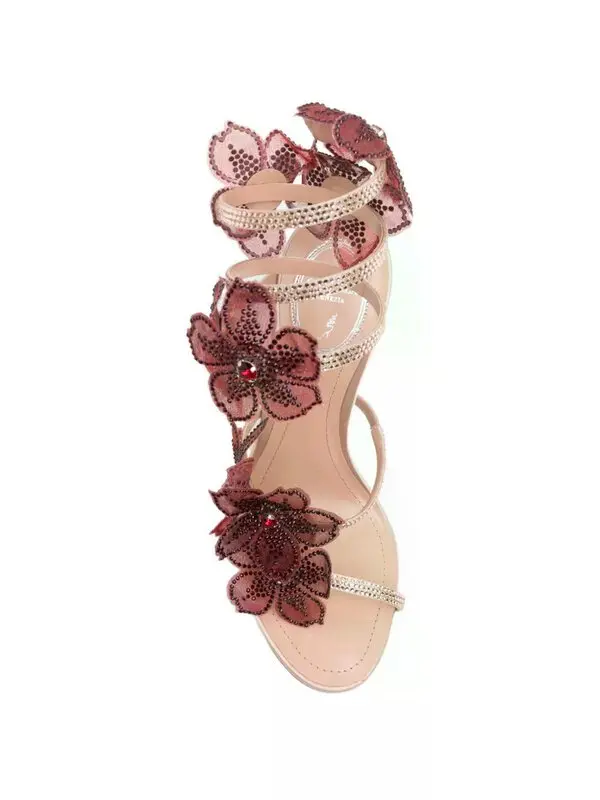 Rene Caovilla 110mm Floral Appliqué Sandals