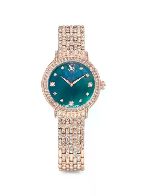SWAROVSKI Crystal-embellished Rose Gold Tone Watch - Green