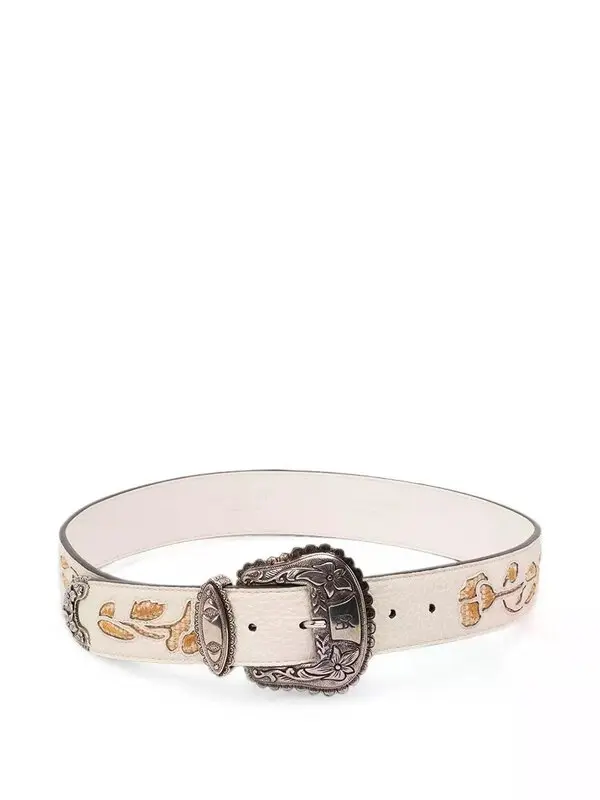 Ermanno Scervino Floral Embroidered Western Belt - Neutrals