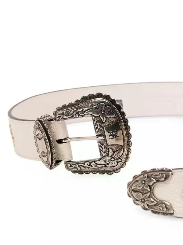 Ermanno Scervino Floral Embroidered Western Belt