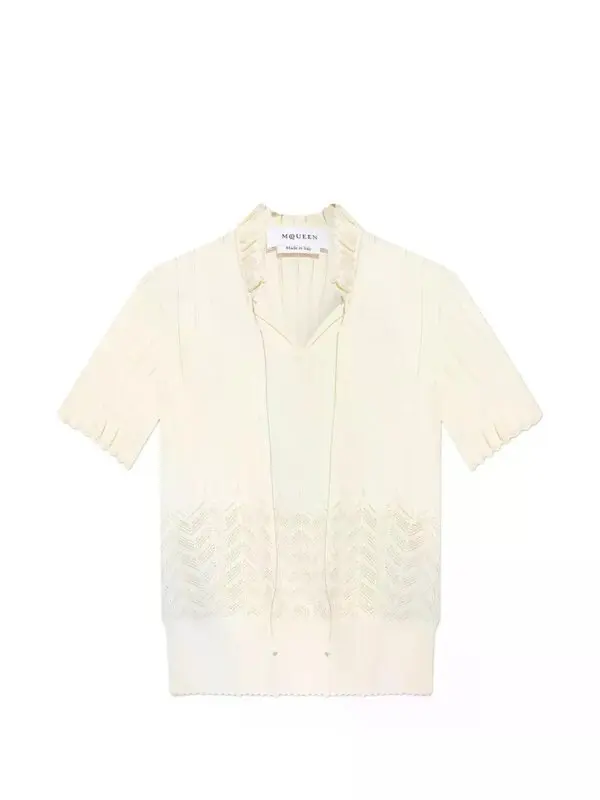 Alexander McQueen Pointelle-knit Top In Ivory