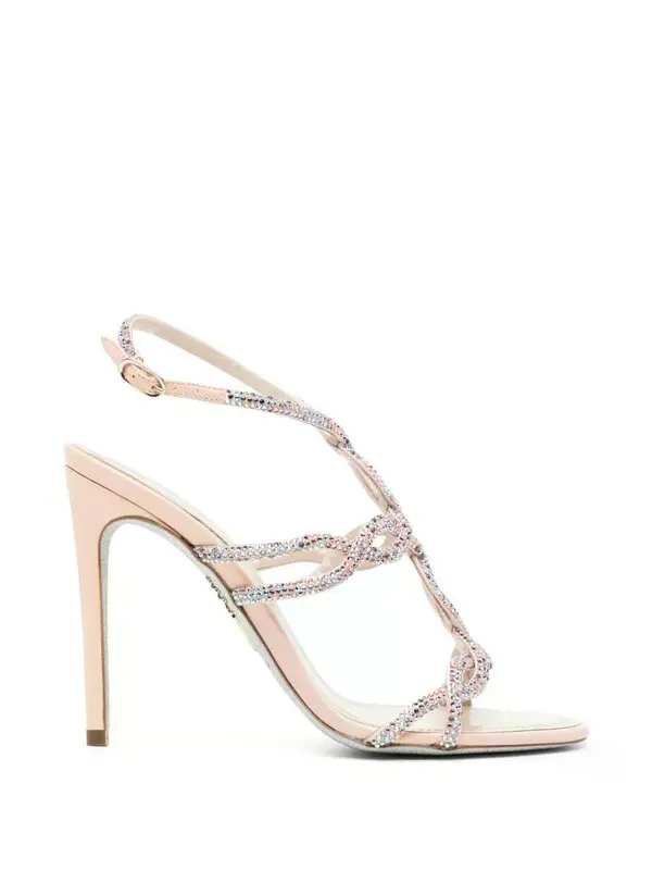 Rene Caovilla 105mm Braid Crystal-embellished Sandals - Pink