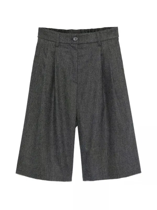 Emporio Armani Pleated Wide-leg Wool Shorts - Grey
