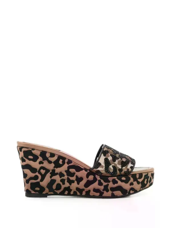 Rene Caovilla 100mm Allura Leopard-print Wedge Sandals - Neutrals