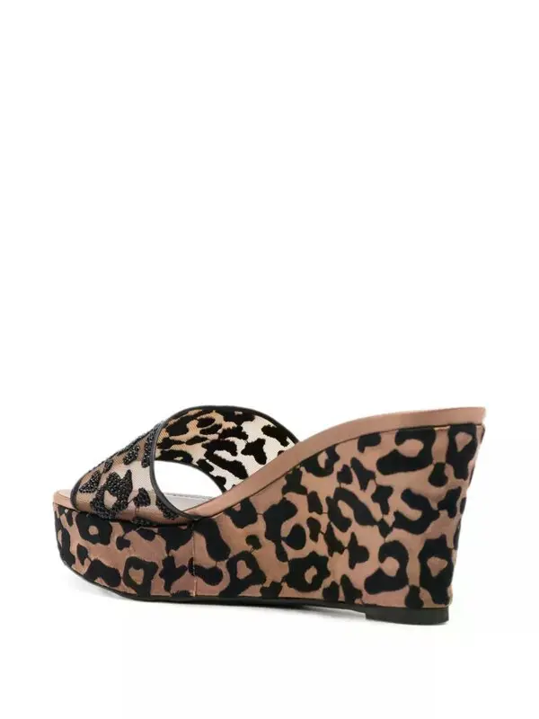 Rene Caovilla 100mm Leopard-print Wedge Sandals