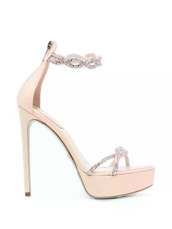 Rene Caovilla 130mm Braided Crystal Embellished Platform Sandals