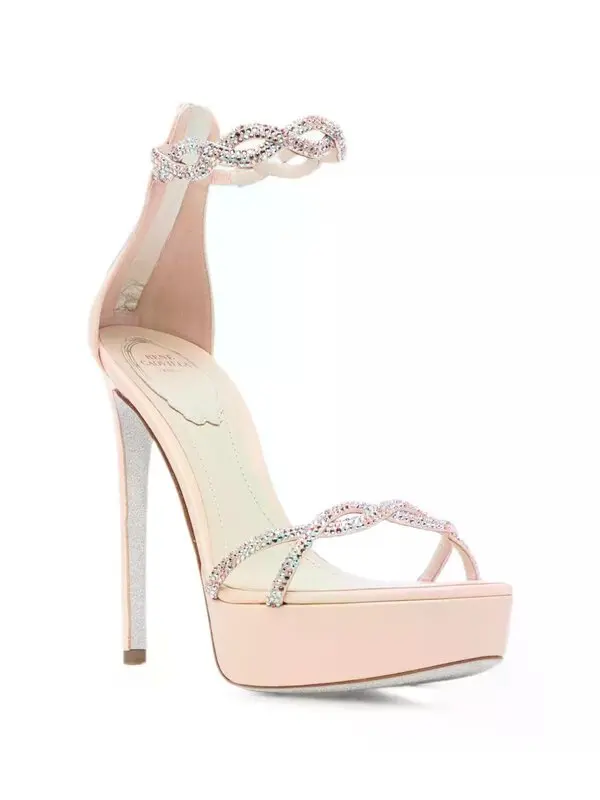 Rene Caovilla 130mm Braided Crystal Embellished Platform Sandals