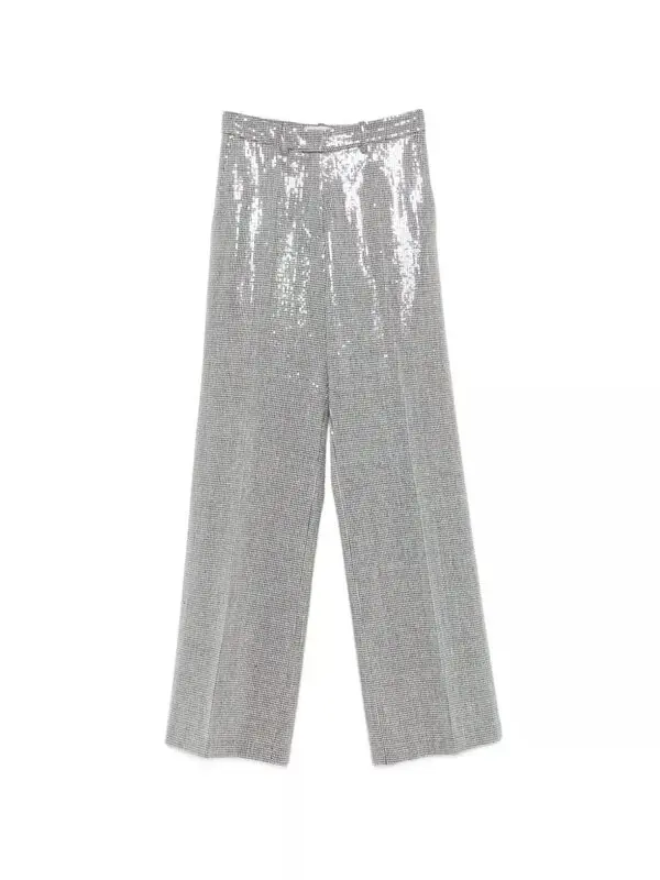 ERMANNO FIRENZE Sequin-embellished Houndstooth Trousers - Grey