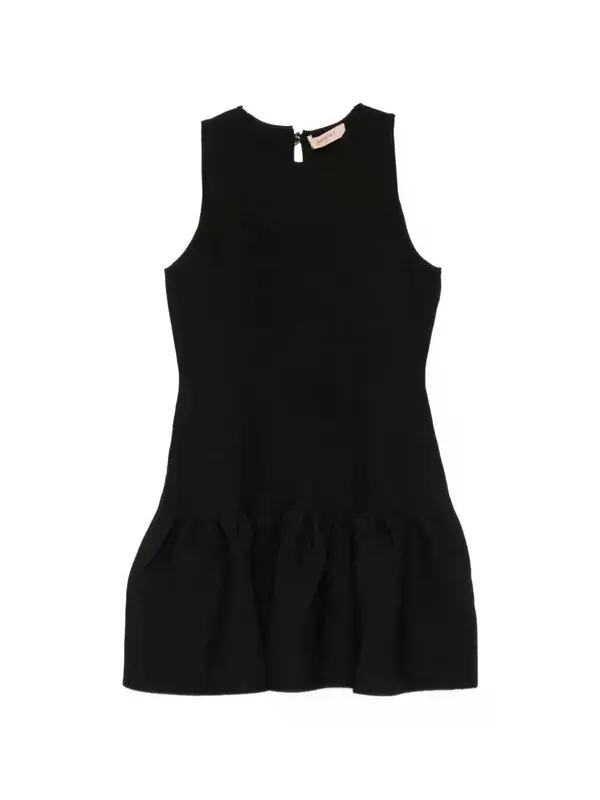 TWINSET Sleeveless Mini Dress With Gold-tone Logo Plaque - Black