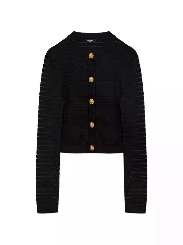 Balmain Sheer-stripe Fitted Cardigan