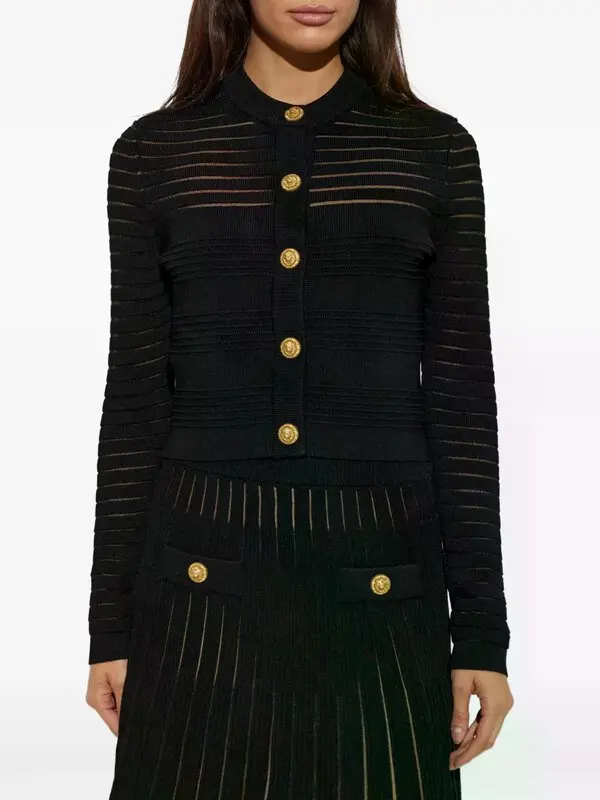 Balmain Sheer-stripe Fitted Cardigan