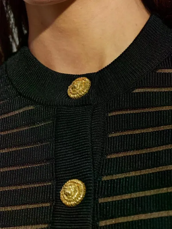 Balmain Sheer-stripe Fitted Cardigan