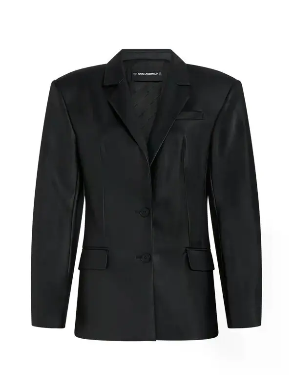 Karl Lagerfeld Faux-leather Notched Lapel Blazer