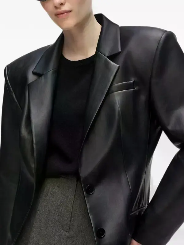 Karl Lagerfeld Faux-leather Notched Lapel Blazer