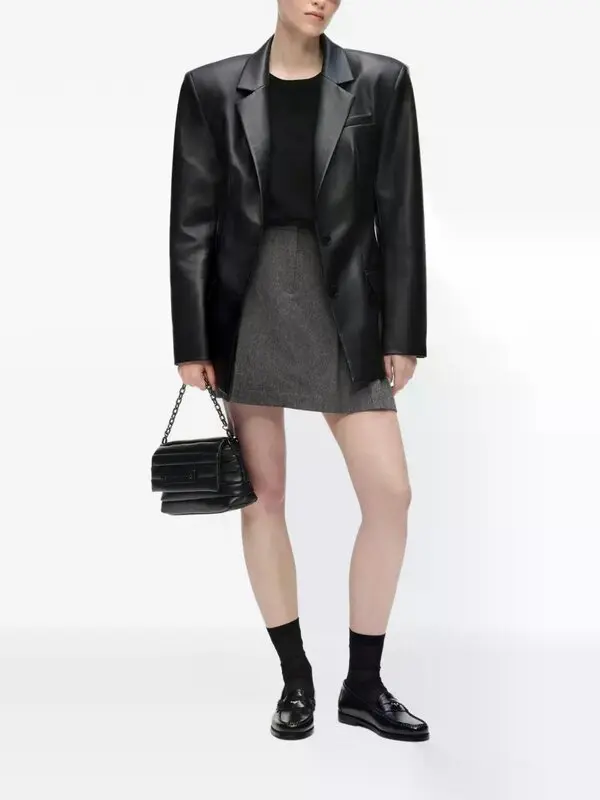 Karl Lagerfeld Faux-leather Notched Lapel Blazer