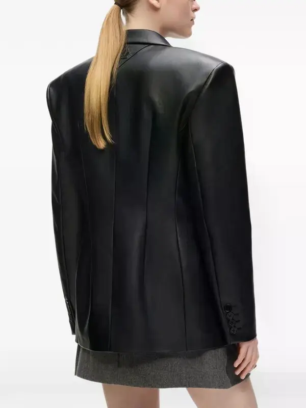 Karl Lagerfeld Faux-leather Notched Lapel Blazer