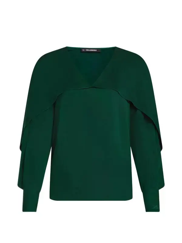 Karl Lagerfeld V-neck Flounce Blouse