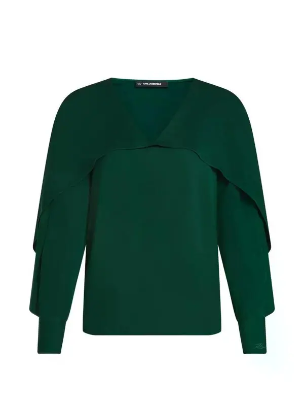 Karl Lagerfeld V-neck Flounce Blouse - Green