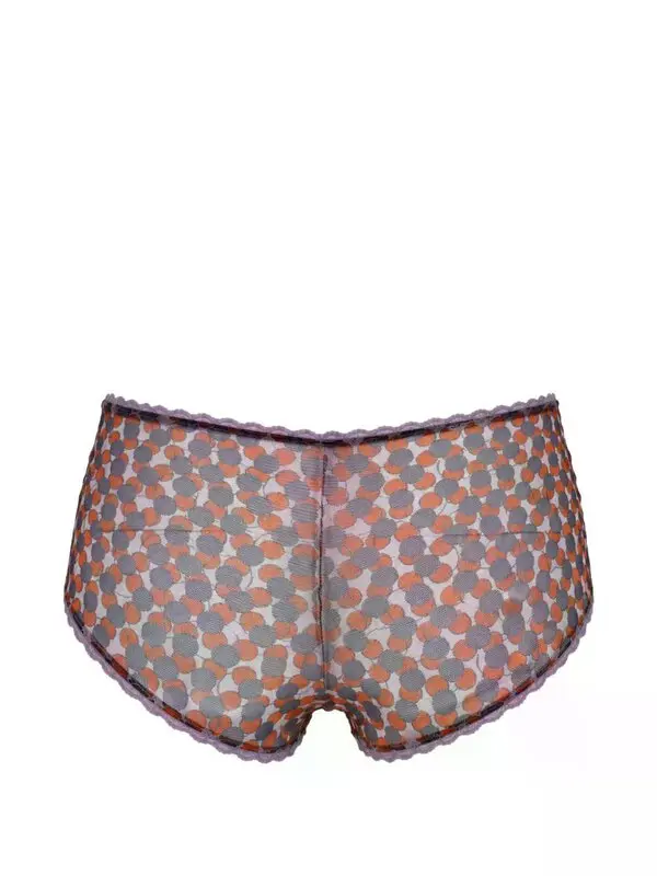 LAURA URBINATI Geometric-print Lace-trim Briefs - Purple