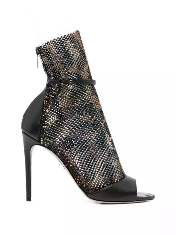 Rene Caovilla 105mm Galaxia Leopard-print Sandals - Black