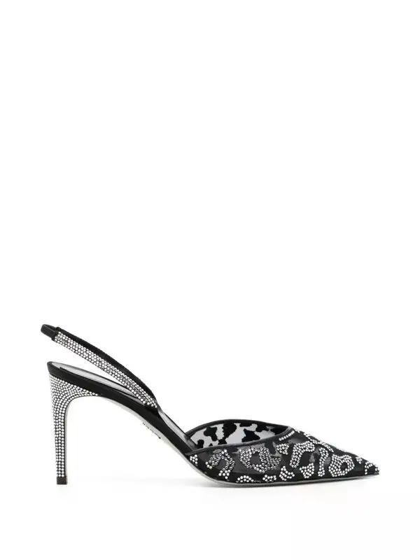Rene Caovilla 80mm Crystal-embellished Allura Slingback Pumps - Black
