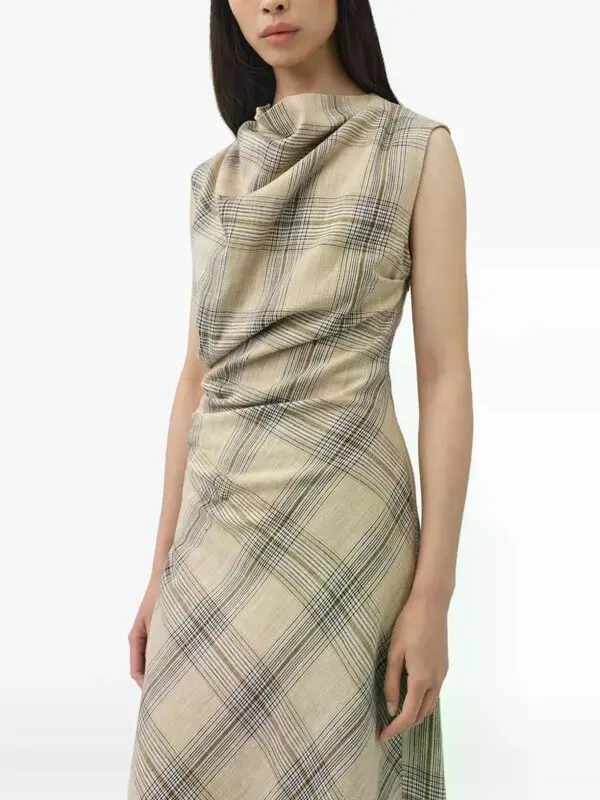 Simkhai Burke Draped Plaid Midi Dress - Neutrals