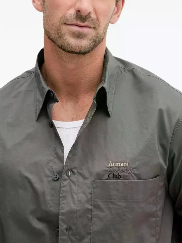 Armani Exchange Embroidered-logo Chest-pocket Shirt