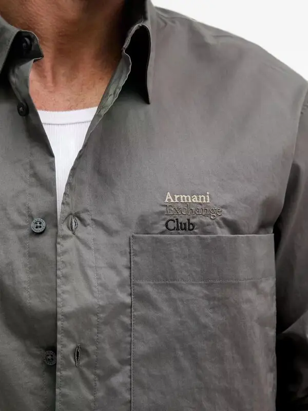 Armani Exchange Embroidered-logo Chest-pocket Shirt