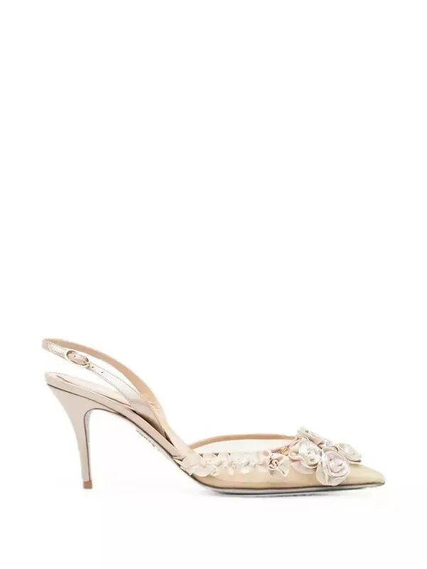 Rene Caovilla 80mm Rosalia Floral-appliqué Pumps - Neutrals