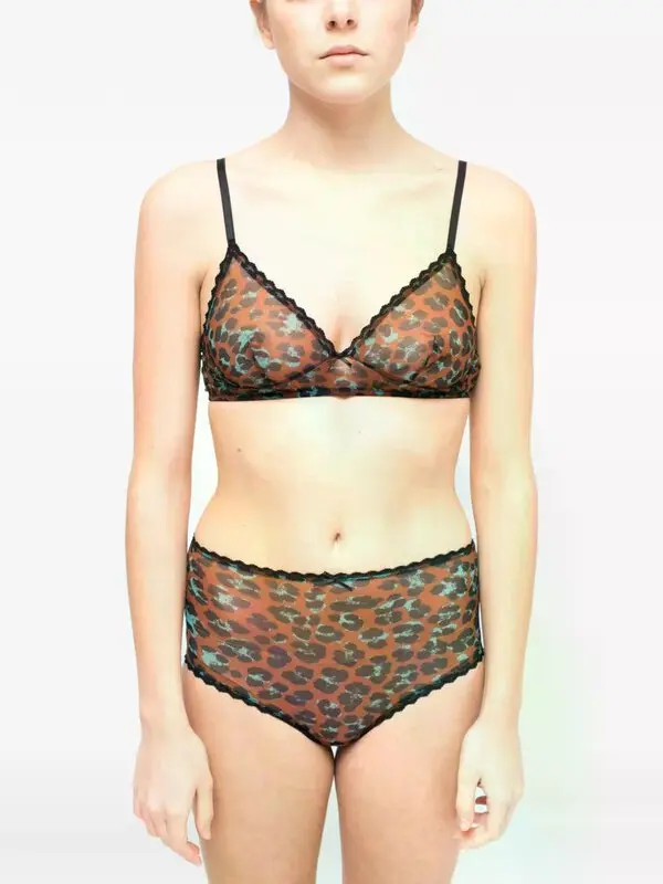 LAURA URBINATI Leopard-print Lace-trim Briefs