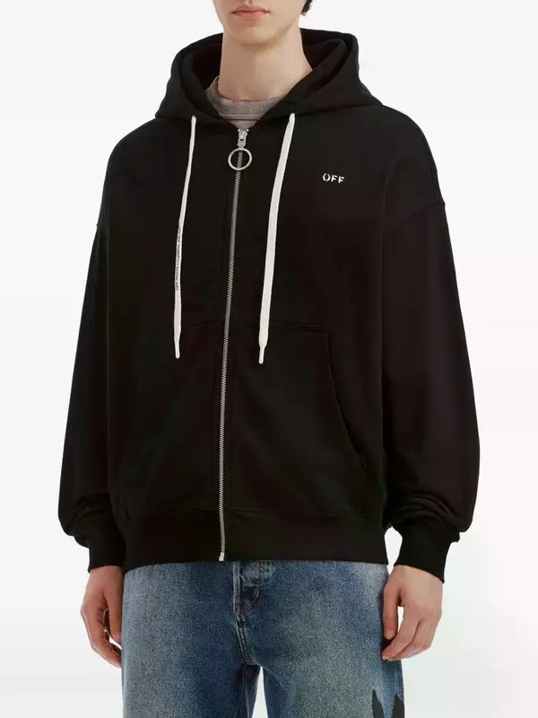 Off-White Logo-print Zip-up Hoodie