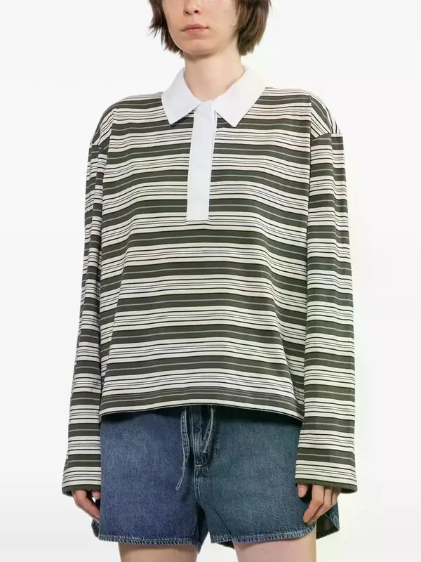Rag & Bone Striped Long-sleeve Polo Shirt