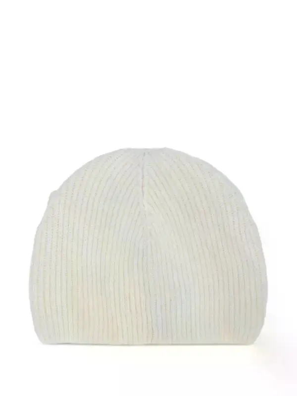 CHARLES JEFFREY Ribbed Knit Ear Detail Beanie Hat - Neutrals